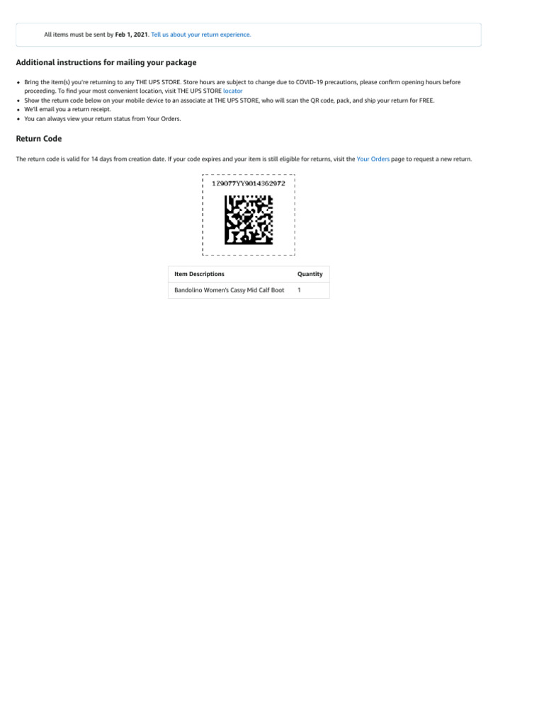 Boots Return Print | PDF