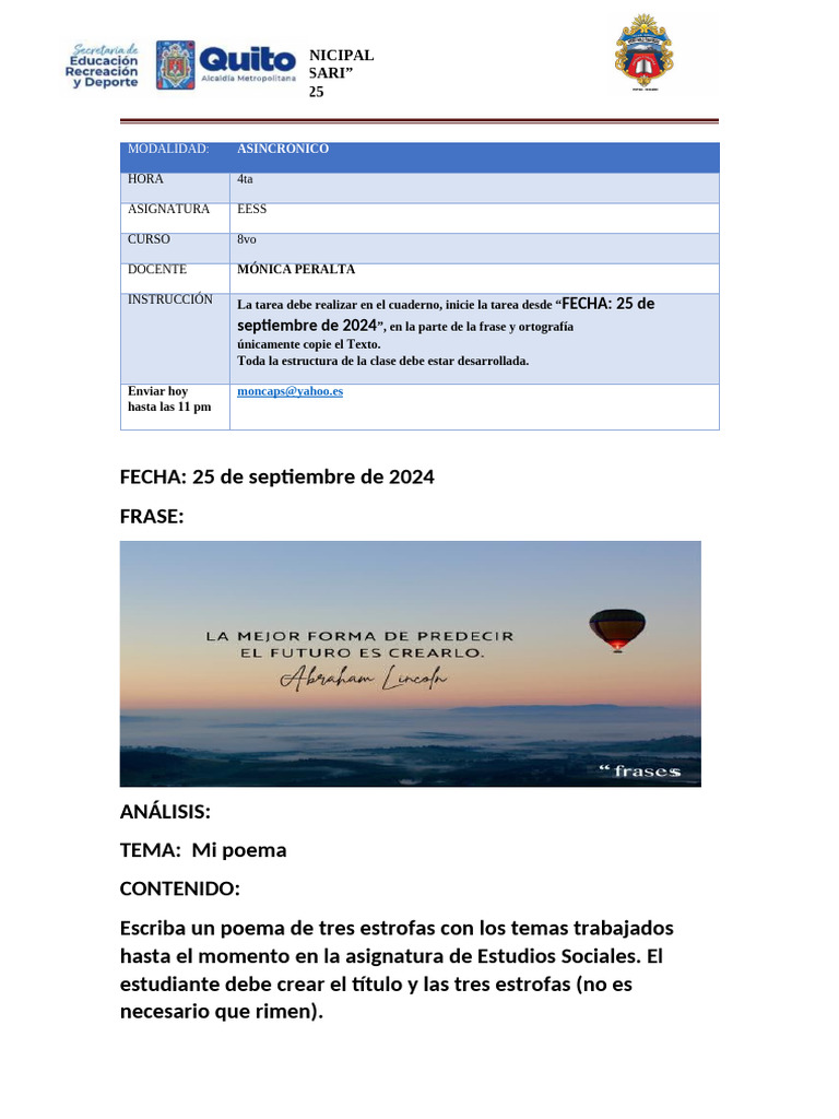 Poema de EESS para 8vo Grado | PDF