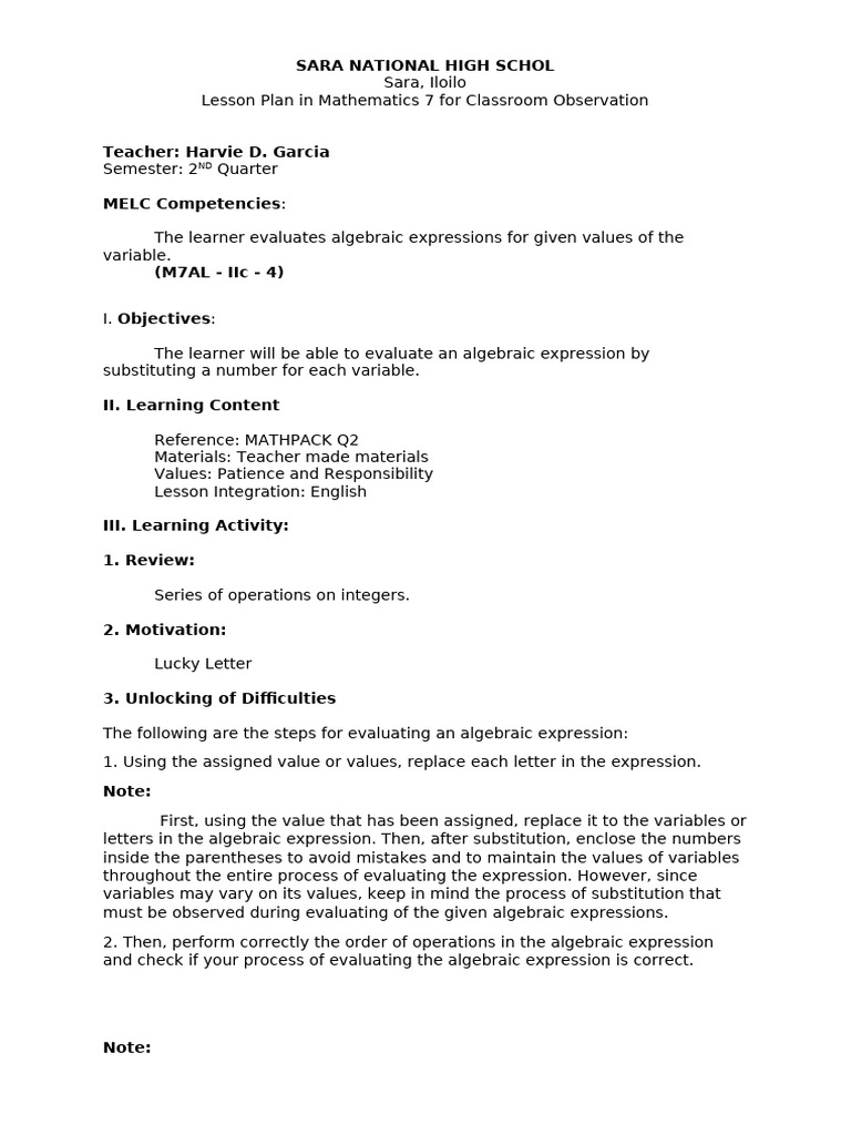 LP.2nd Quarter.wps | PDF | Elementary Mathematics | Algebra
