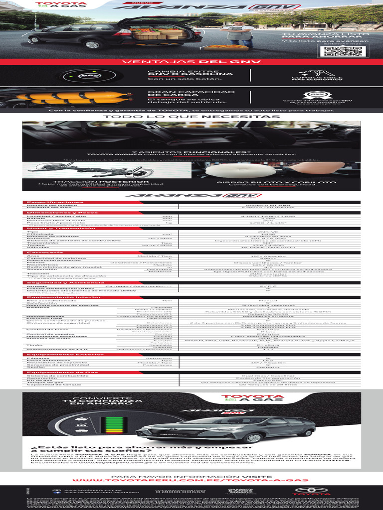 Toyota Avanza GNV: Ahorra en Combustible | PDF | Vehículos terrestres ...