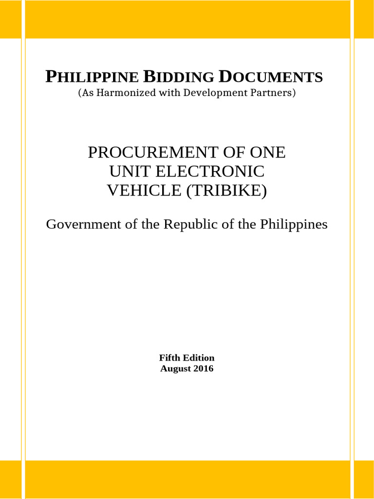 PROCUREMENT OF ELECTRONIC VEHICLE (TRIBIKE) | PDF | Joint Venture ...