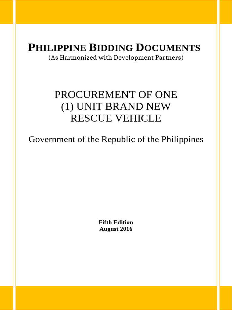 Philippine Bidding Documents for Rescue Vehicle | PDF | Joint Venture ...