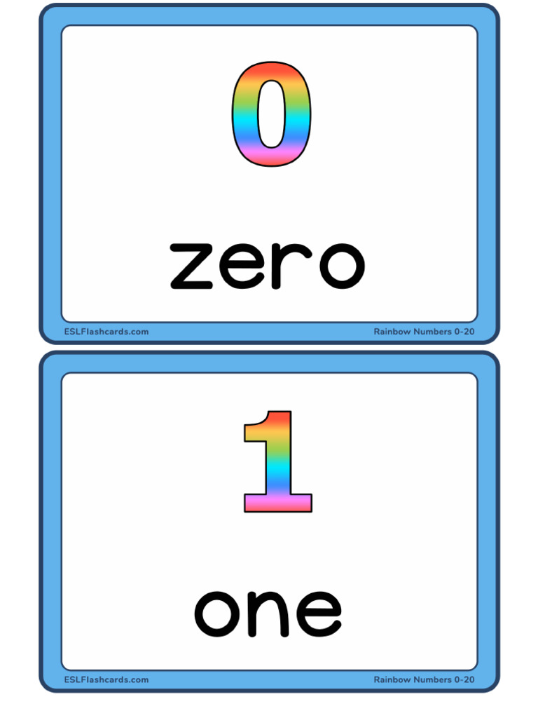 Numbers 0 20 With Words Medium Rainbow | PDF