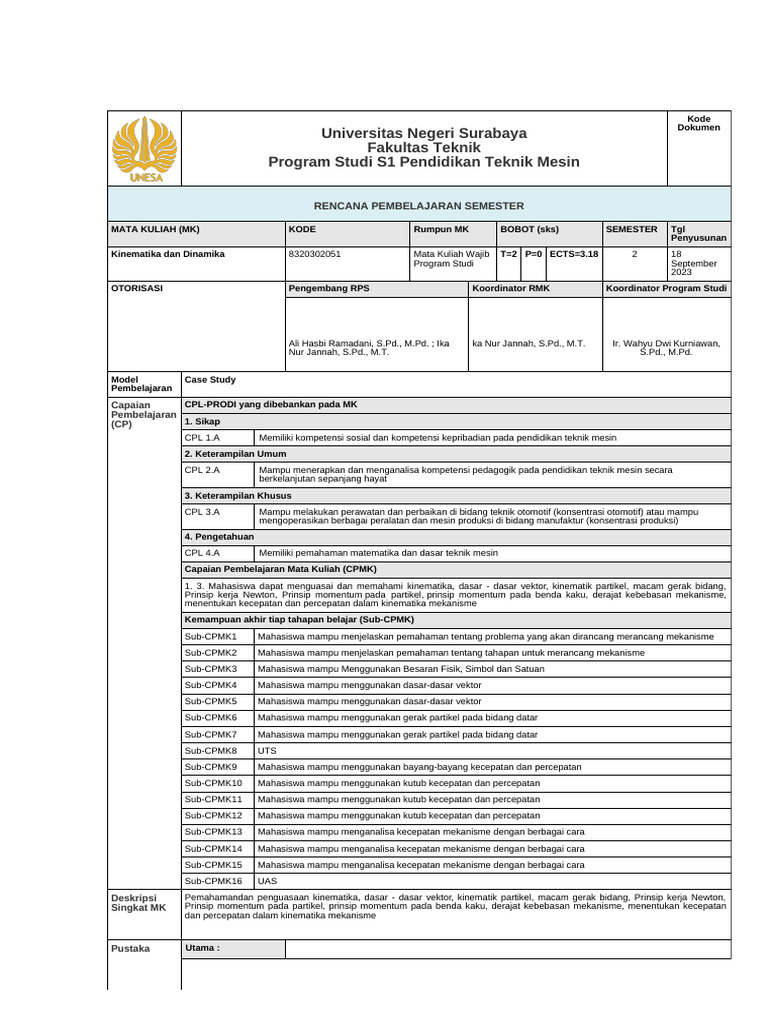 RPS Kinematika Dan Dinamika | PDF