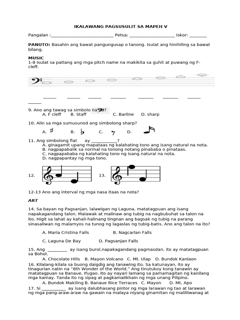 PT - Mapeh 5 - Q2 | PDF