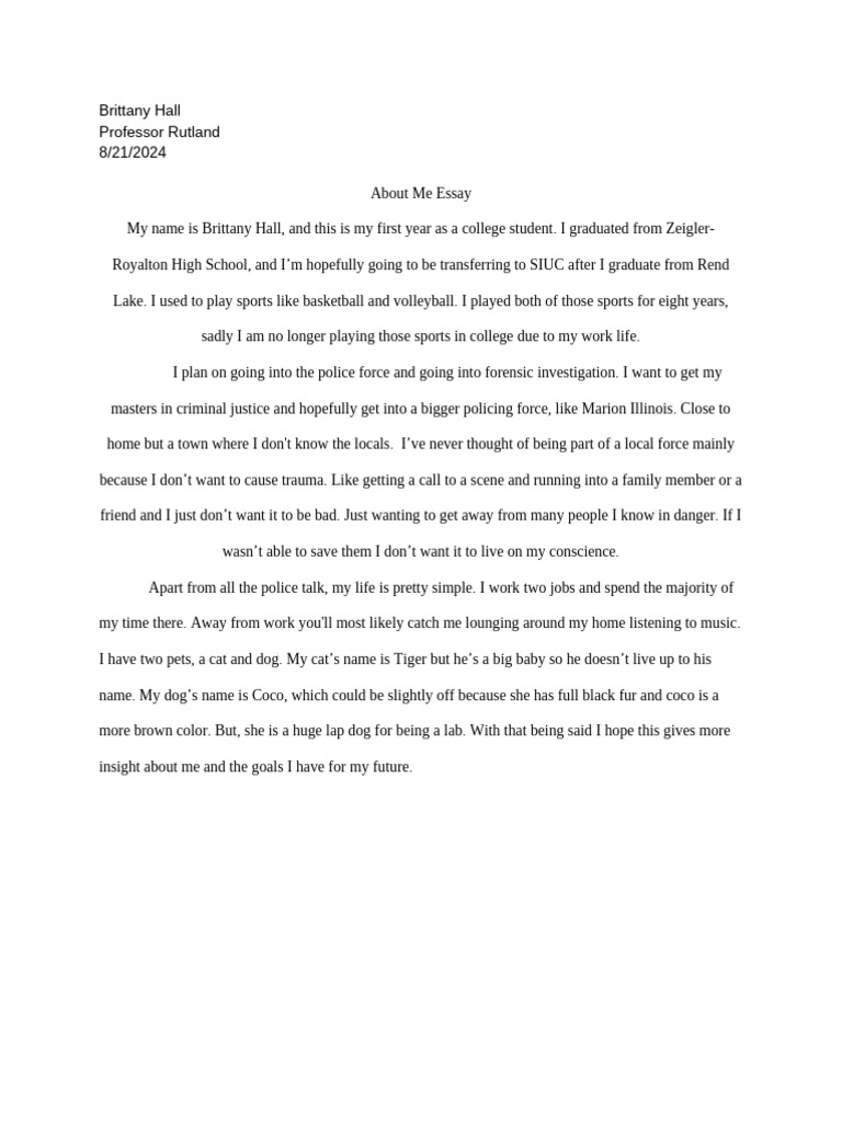About Me Essay | PDF