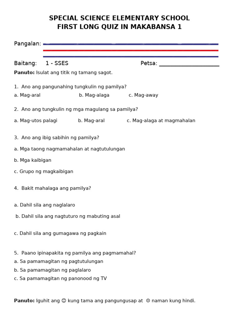 Q2 - Summative # 1 - Makabansa | PDF