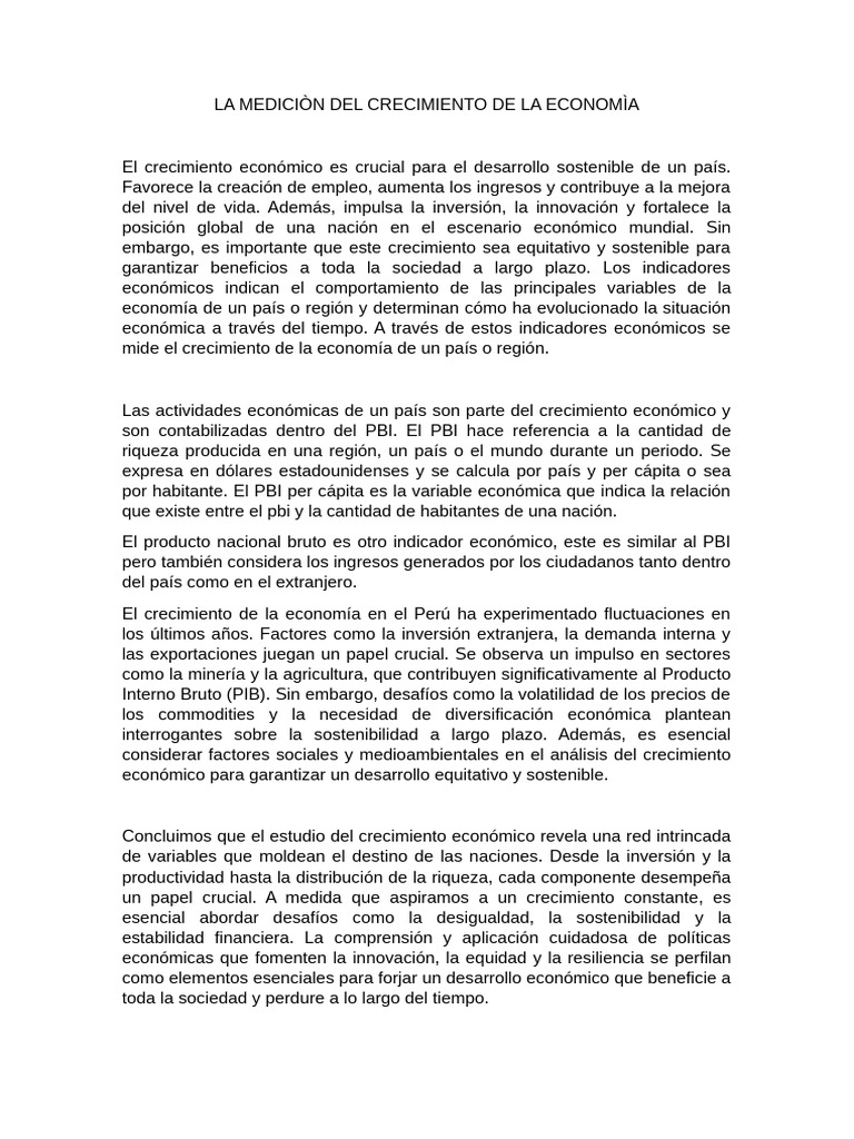 El Mediciòn Del Crecimiento de La Economìa - Grupo 6 - CCSS | PDF | Producto Interno Bruto ...