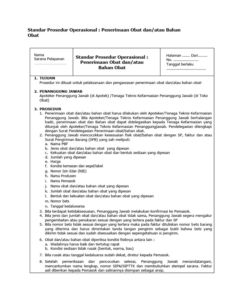 SOP Penerimaan | PDF