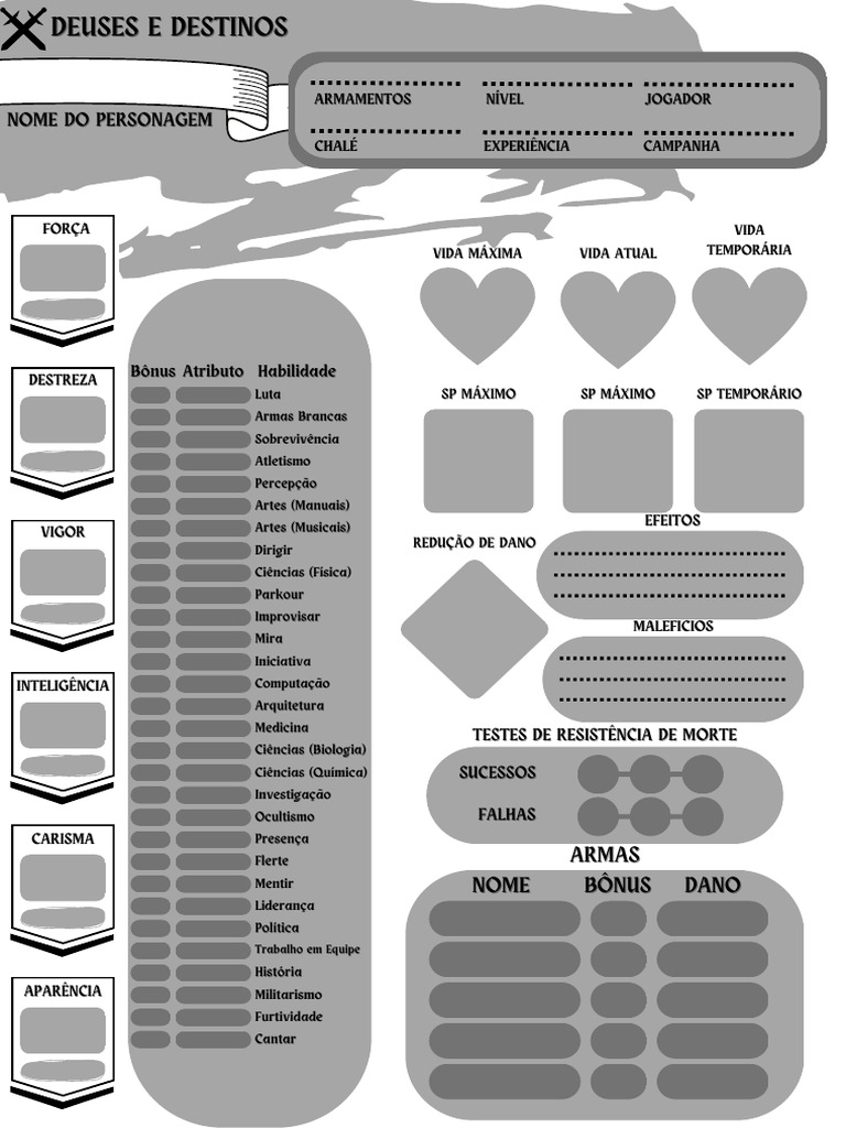 Ficha de Personagem de RPG: Atributos e Habilidades | PDF