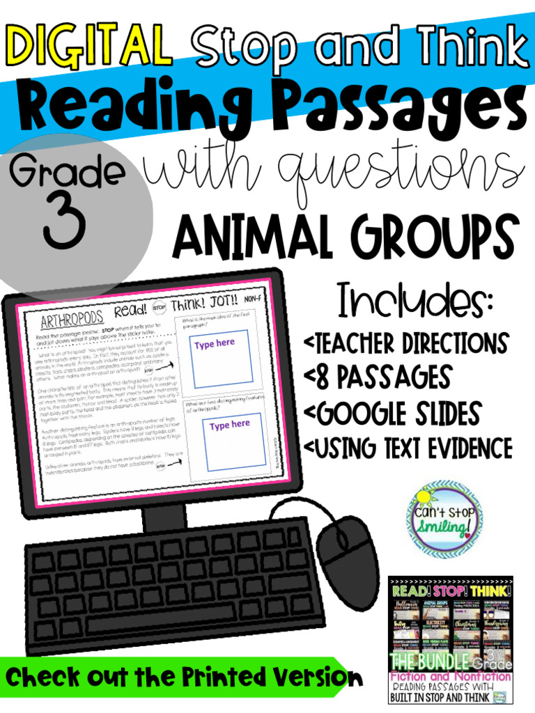 3 - Digital Reading Passages With Questions Animal Groups Google ...