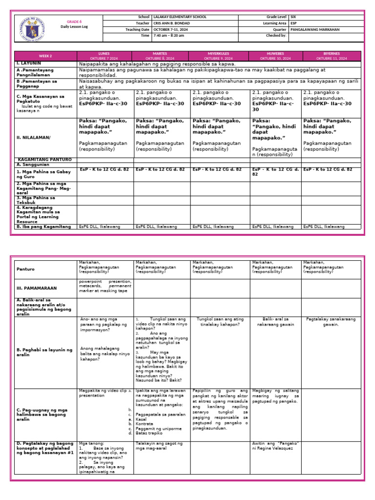 Q2 Week2 DLL Esp6 | PDF