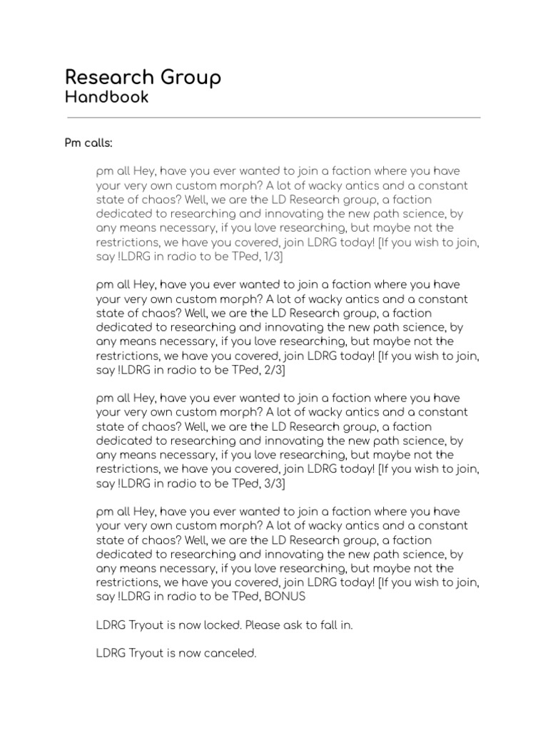 Research Group Tryout Document | PDF