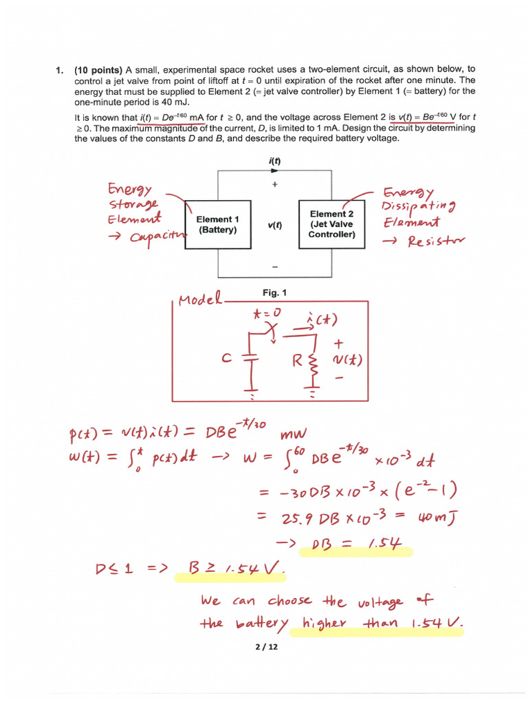 EE201 (2018 Spring) Mid-Term Solution Final | PDF