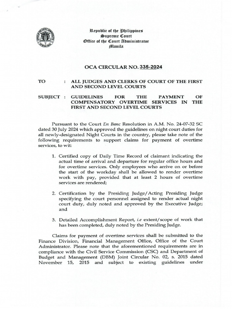 OCA Circular No. 335-2024 | PDF