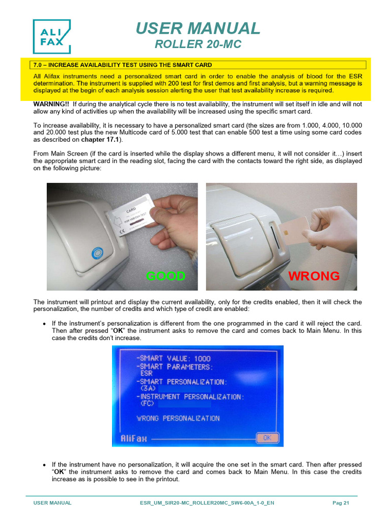 Roller 20-MC Smart Card Usage Guide | PDF
