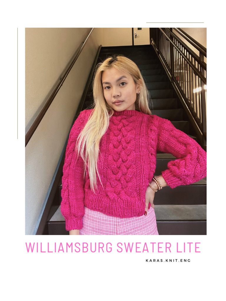 Williamsburg Sweater Lite | PDF | Knitting | Knitting Needle