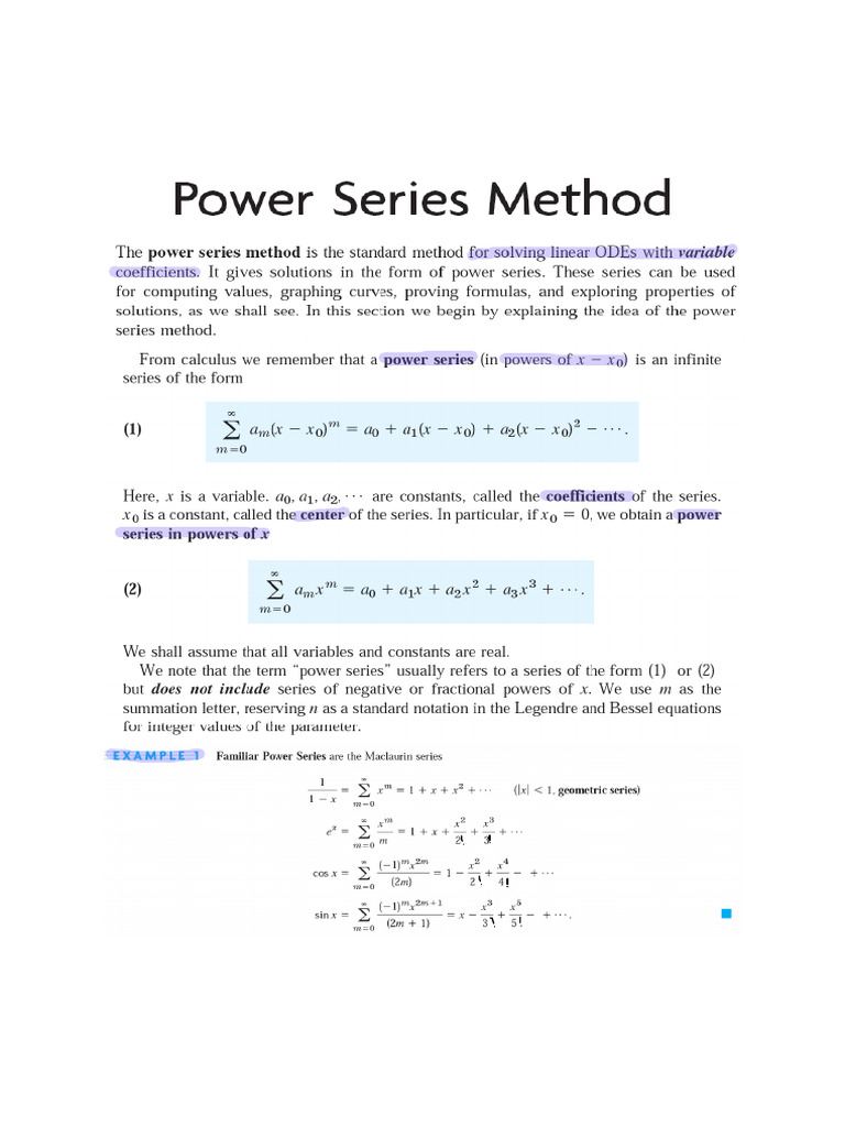 Module 1 Part 2 Power Series Method | PDF