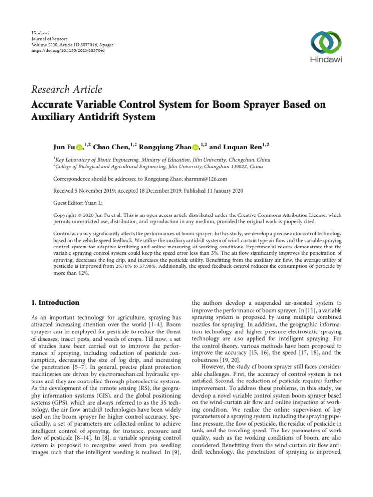 Accurate Variable Control System For Boom Sprayer Based On | PDF