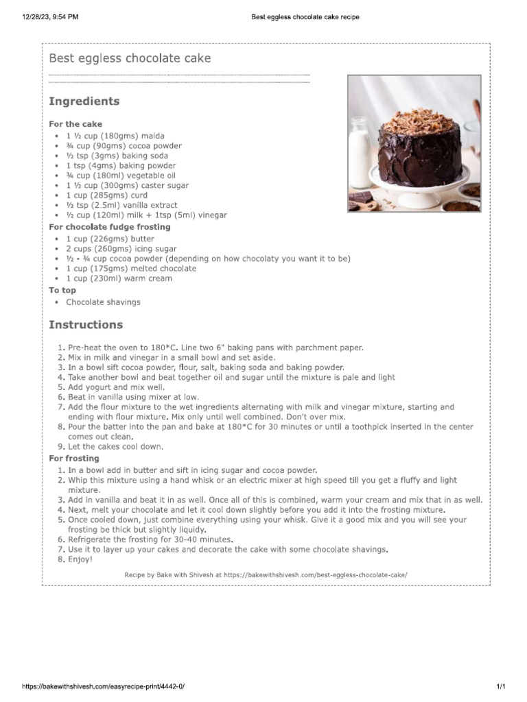 Chocolate Cake | PDF