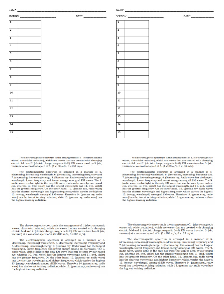 ANSWER SHEET FOR QUIZ | PDF