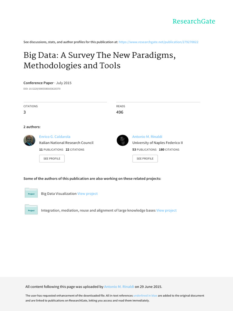 Big Data Survey: Paradigms and Tools | PDF | No Sql | Databases