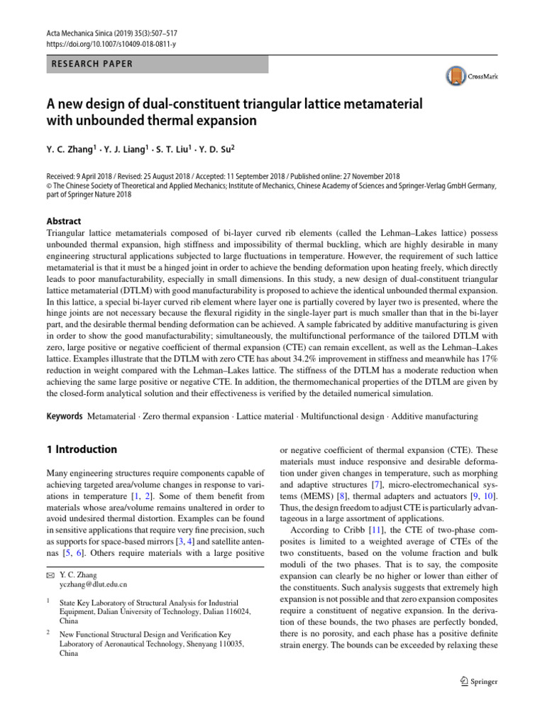 A new design of dual-constituent triangular lattice metamaterial with ...