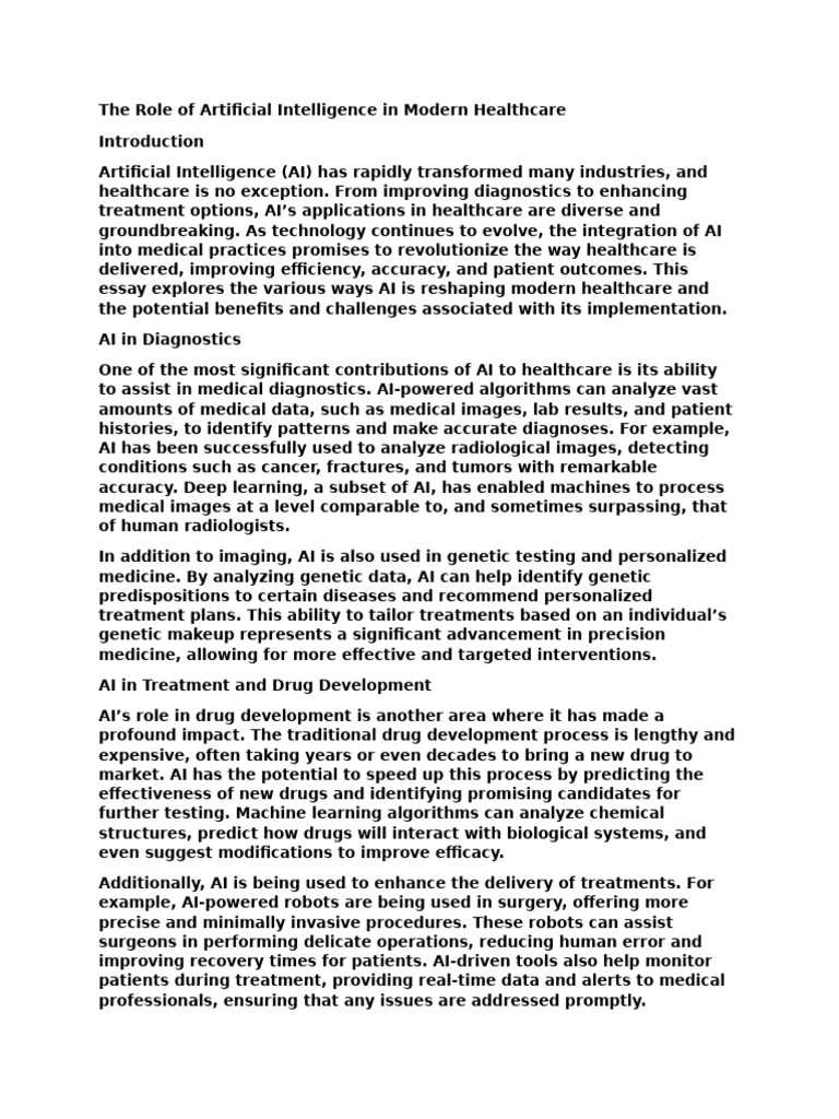 AI's Impact on Modern Healthcare | PDF | Artificial Intelligence ...
