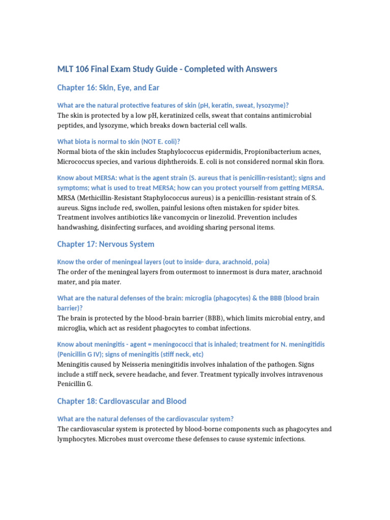 Completed Study Guide Final Exam | PDF | Methicillin Resistant ...