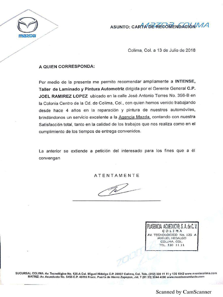 Cartas de Recomendacion Intense | PDF