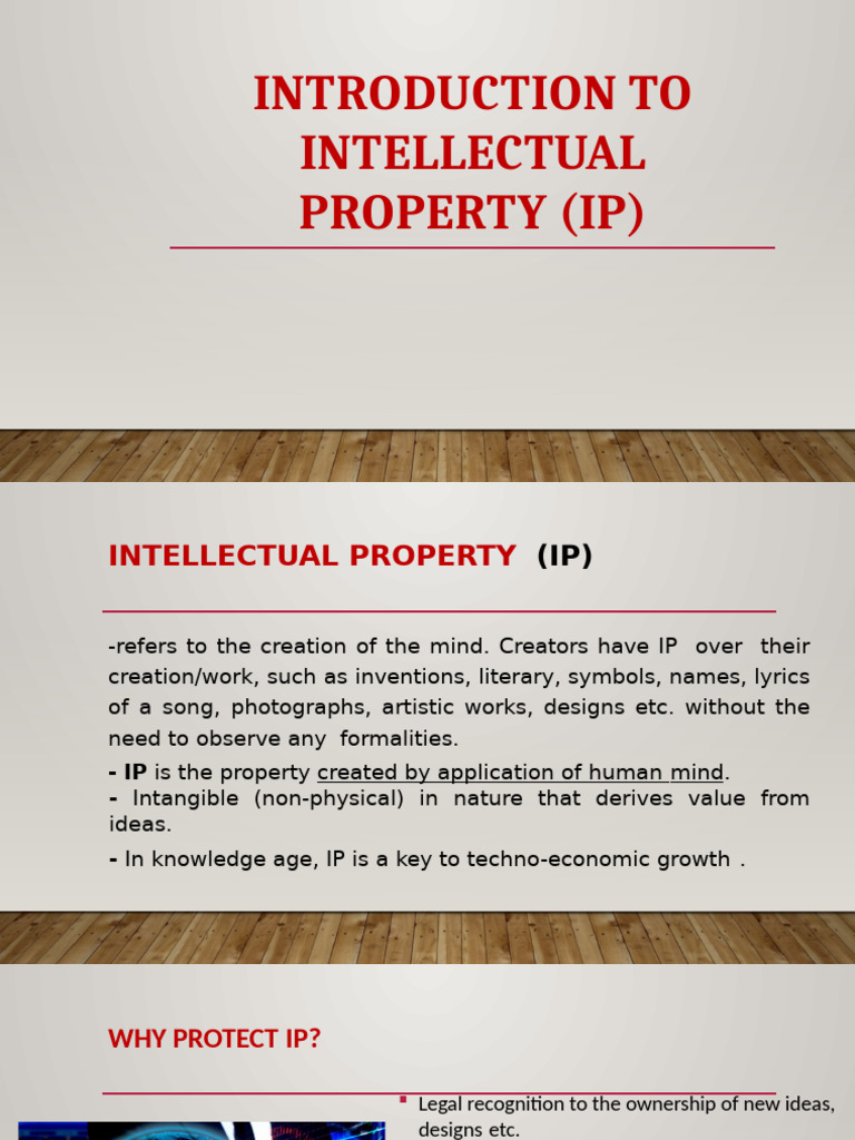 Introduction To Intellectual Property IP | PDF | Intellectual Property ...