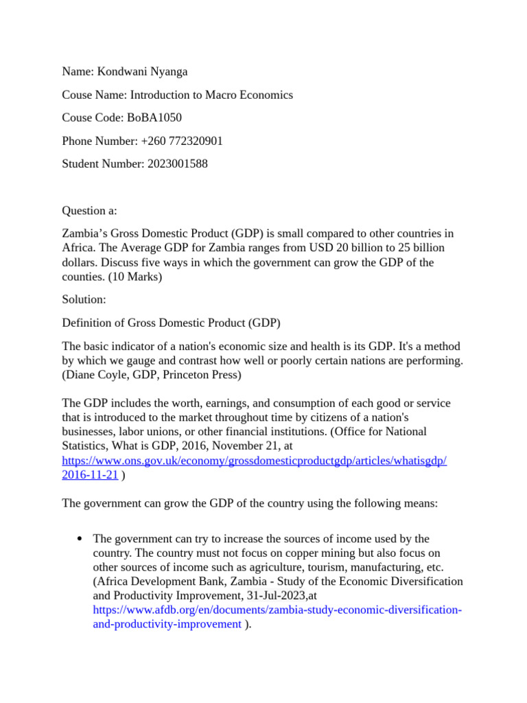 Macro Assignment 1 Pdf Gross Domestic Product International Monetary Fund 