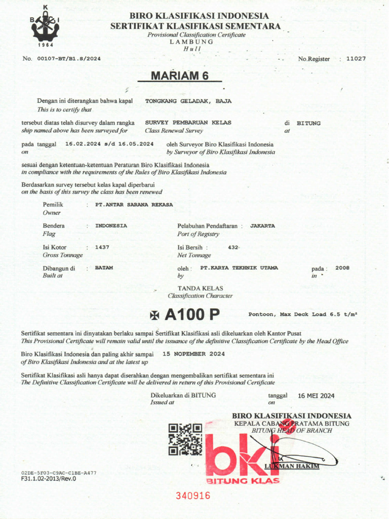 BKI Lambung - TK. Mariam 6 - 15 November 2024 | PDF