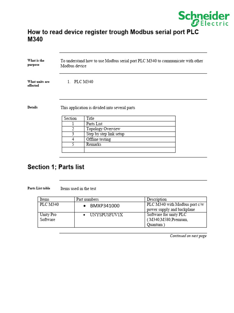 How to read device register using serial port PLC M340 | PDF | Programmable Logic Controller ...