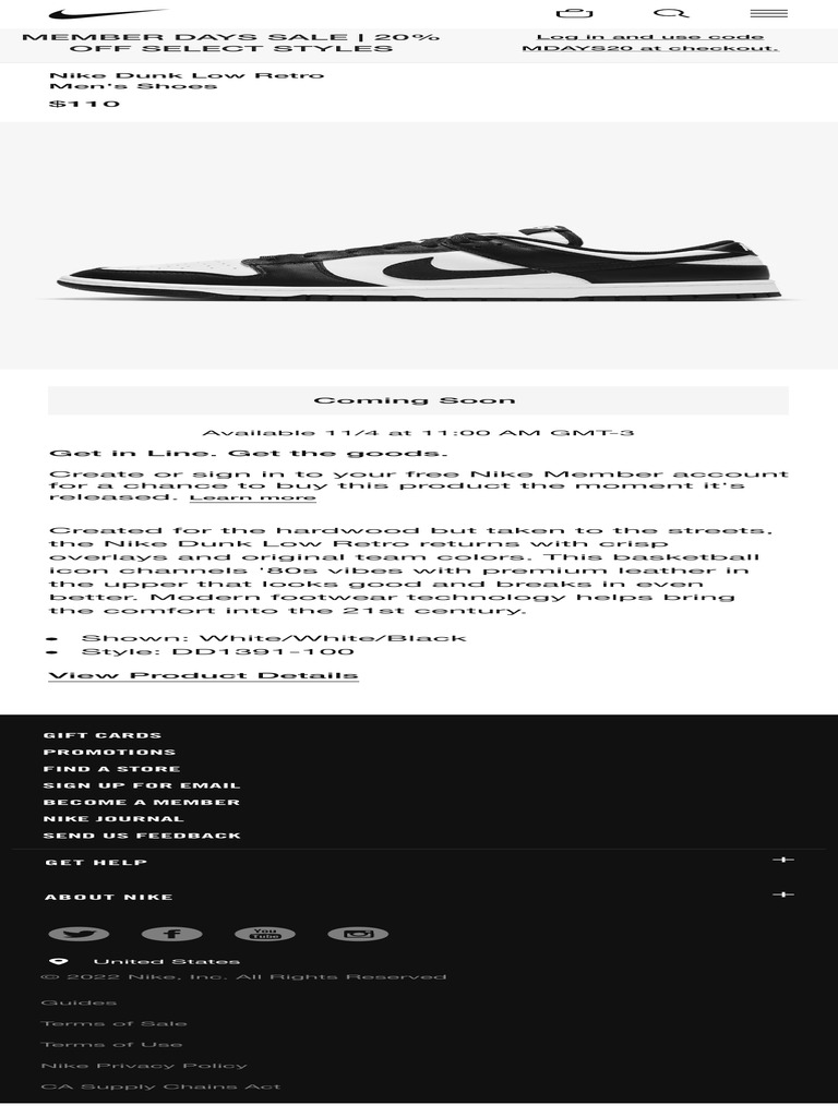 Nike Dunk Low Retro Release Info | PDF