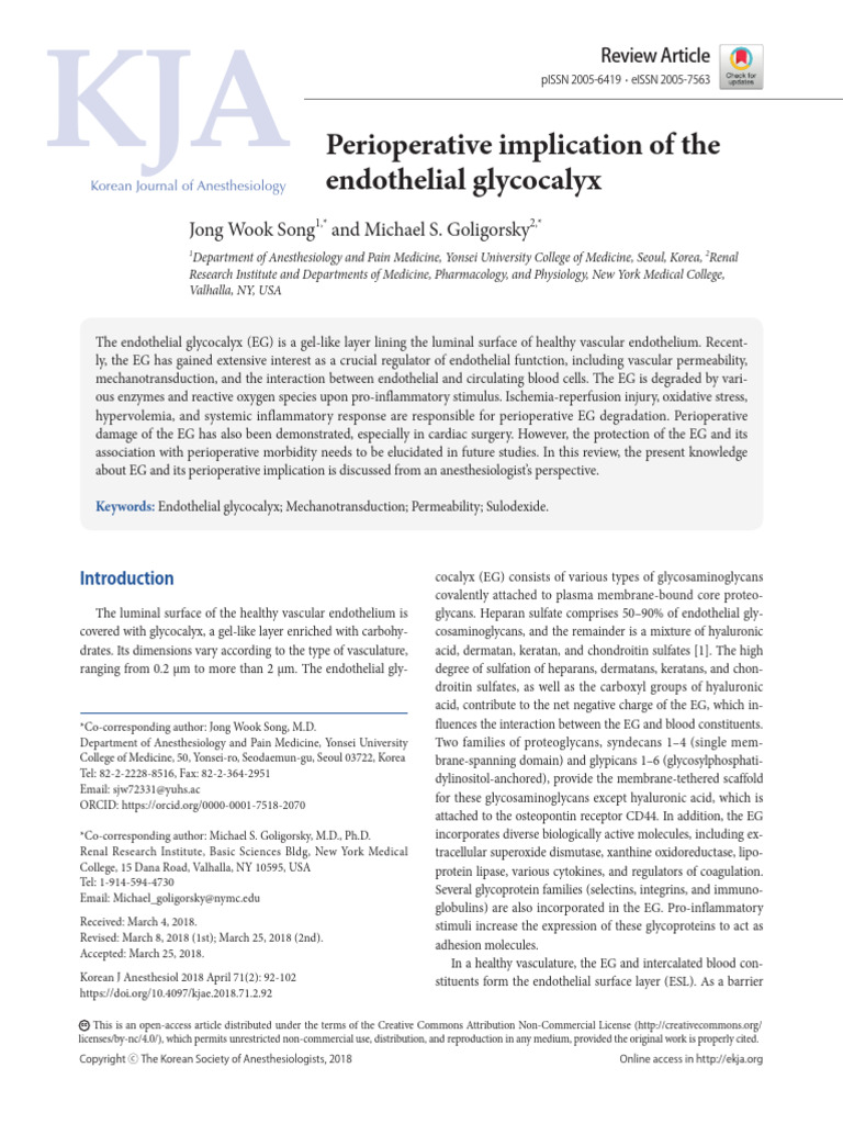2018_ Glycocalyx permiablity | PDF | Inflammation | Cell Biology