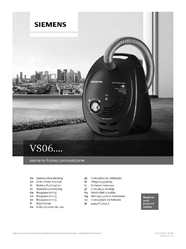 Instrukcja Obsługi Siemens Synchropower VS06G2511 (Polski - 117 Stron ...