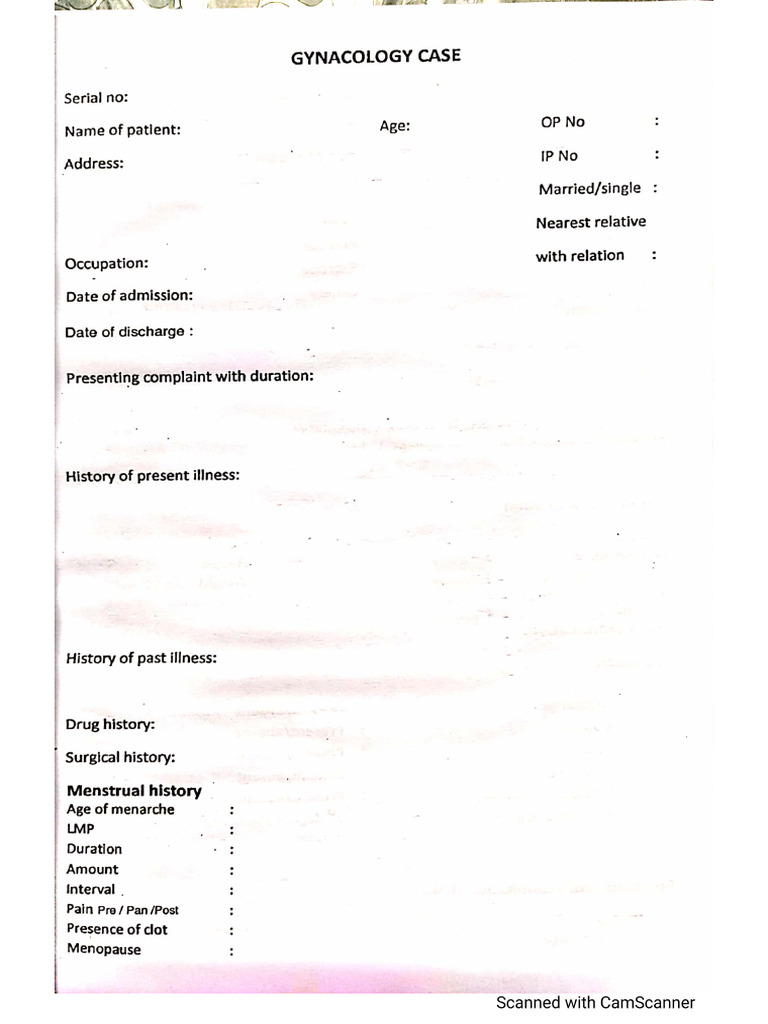 Case Format Gynec | PDF