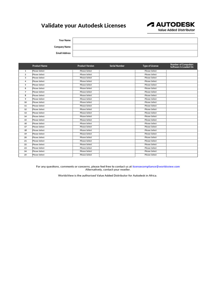 Autodesk License Compliance Form | PDF