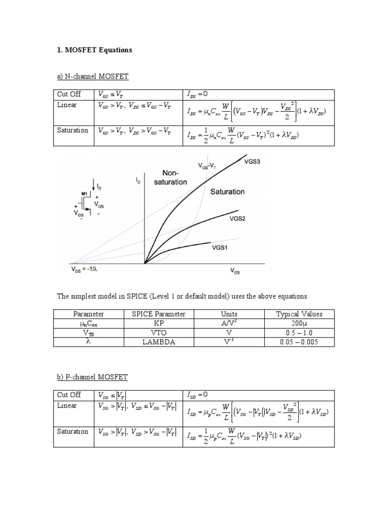 Mosfet Equations | PDF