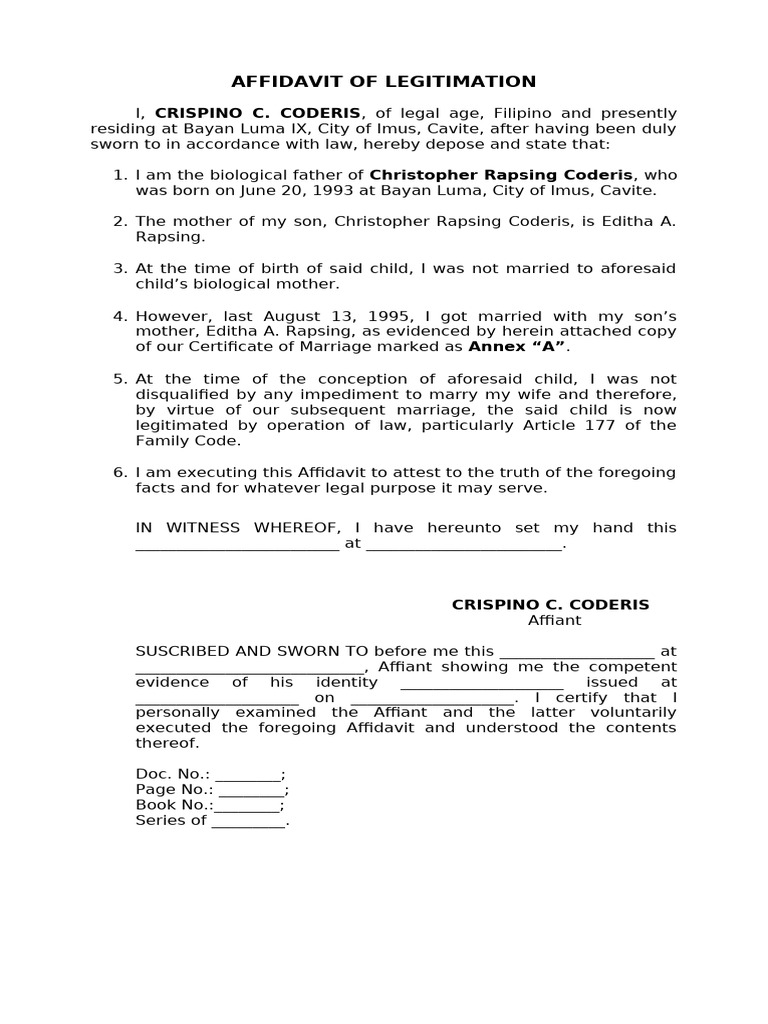 Affidavit of Legitimation | PDF