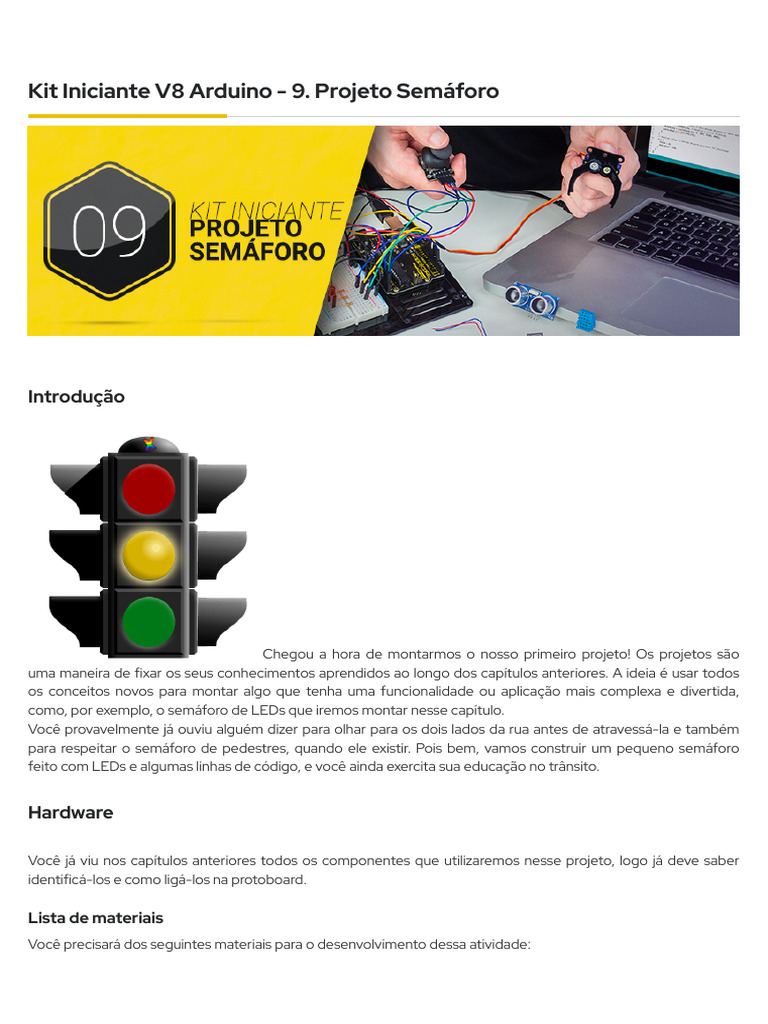 Kit Iniciante V8 Arduino - 9. Projeto Semáforo - Tutoriais - RoboCore ...