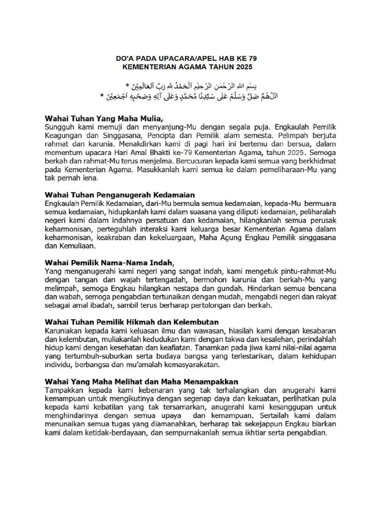 Doa Apel Hab 79 2025 | PDF