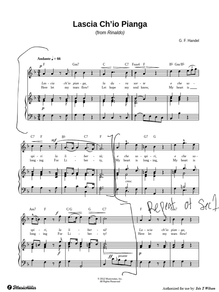 Lascia Ch'io Pianga | PDF