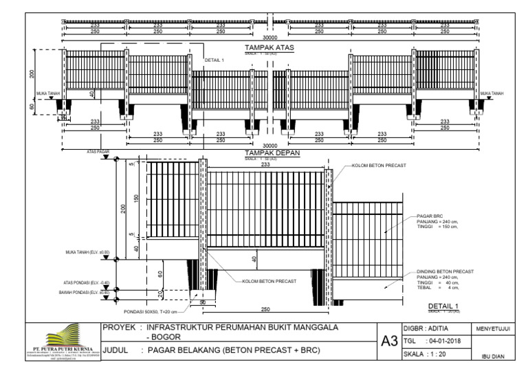 03.pagar Belakang (Beton Precast + BRC) | PDF