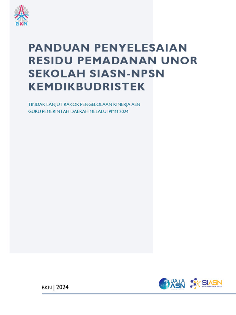 Panduan Penyelesaian Residu Pemadanan Unor Sekolah-NPSN - 2024 - v1 | PDF | Karier & Perkembangan