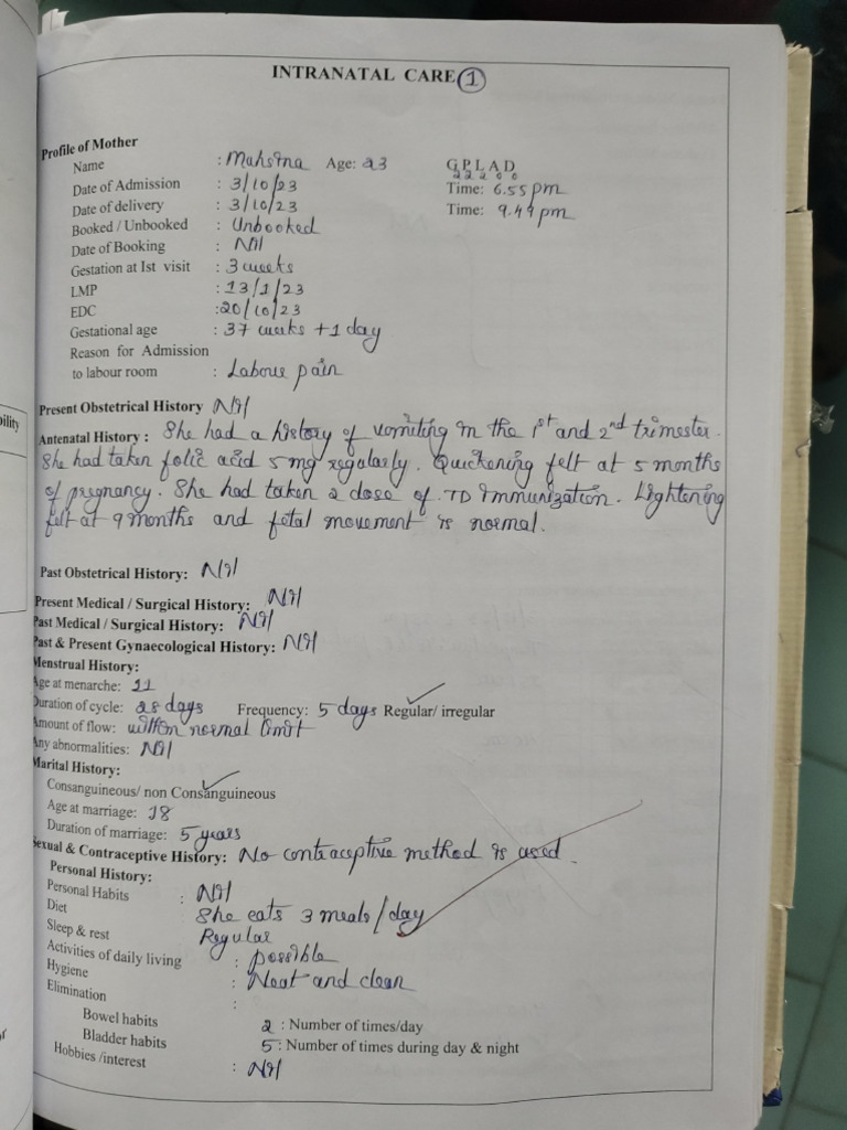 Intranatal Case 5 | PDF