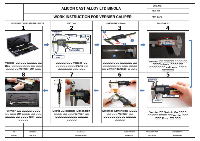 WI-QA-22 Work Instruction For Vernier Caliper | PDF