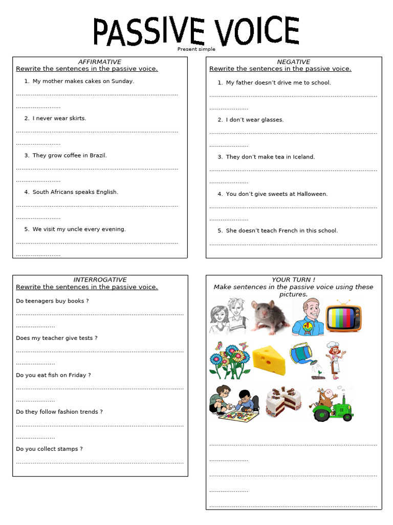 Passive Voice Exercises for Present Simple | PDF | Linguistics | Grammar
