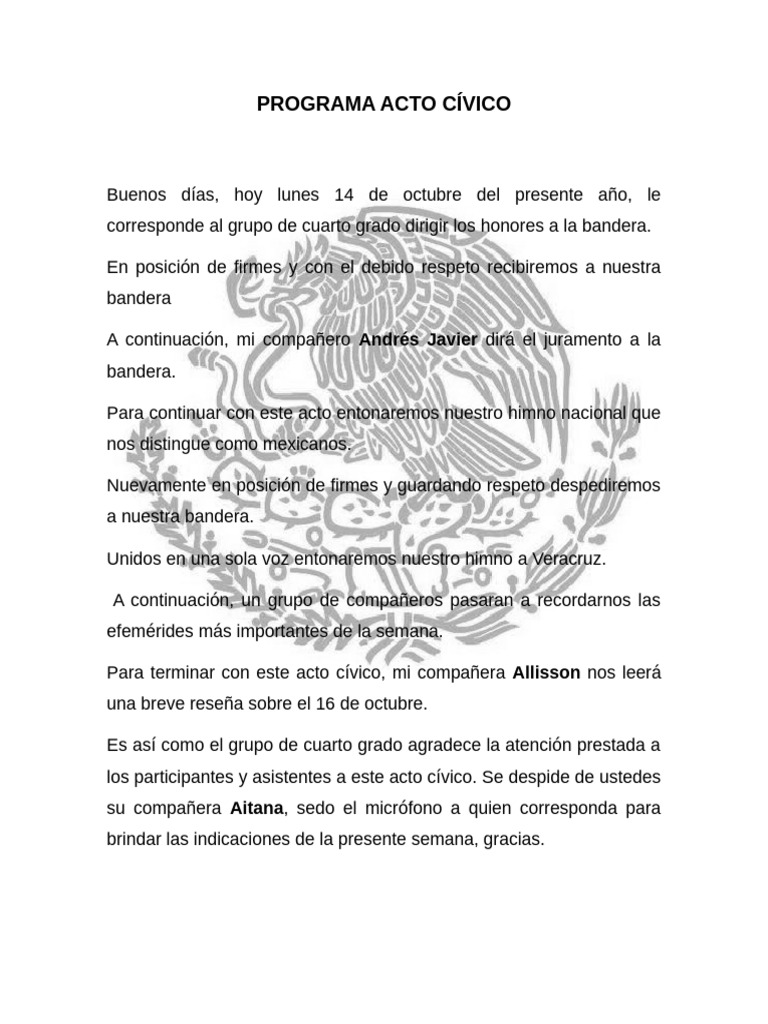 Programa Acto Cívico | PDF